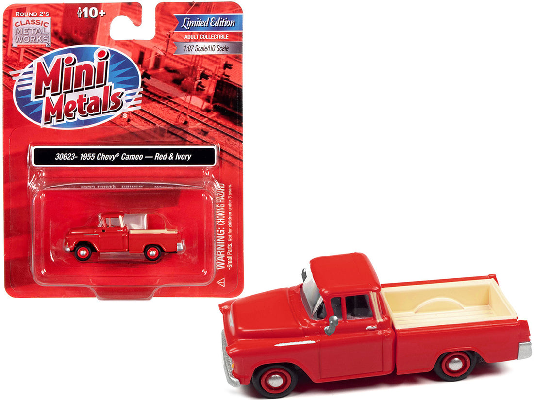 Chevrolet 1955 Cameo Pickup Truck Red and Ivory 1/87 (HO) Scale Model ...