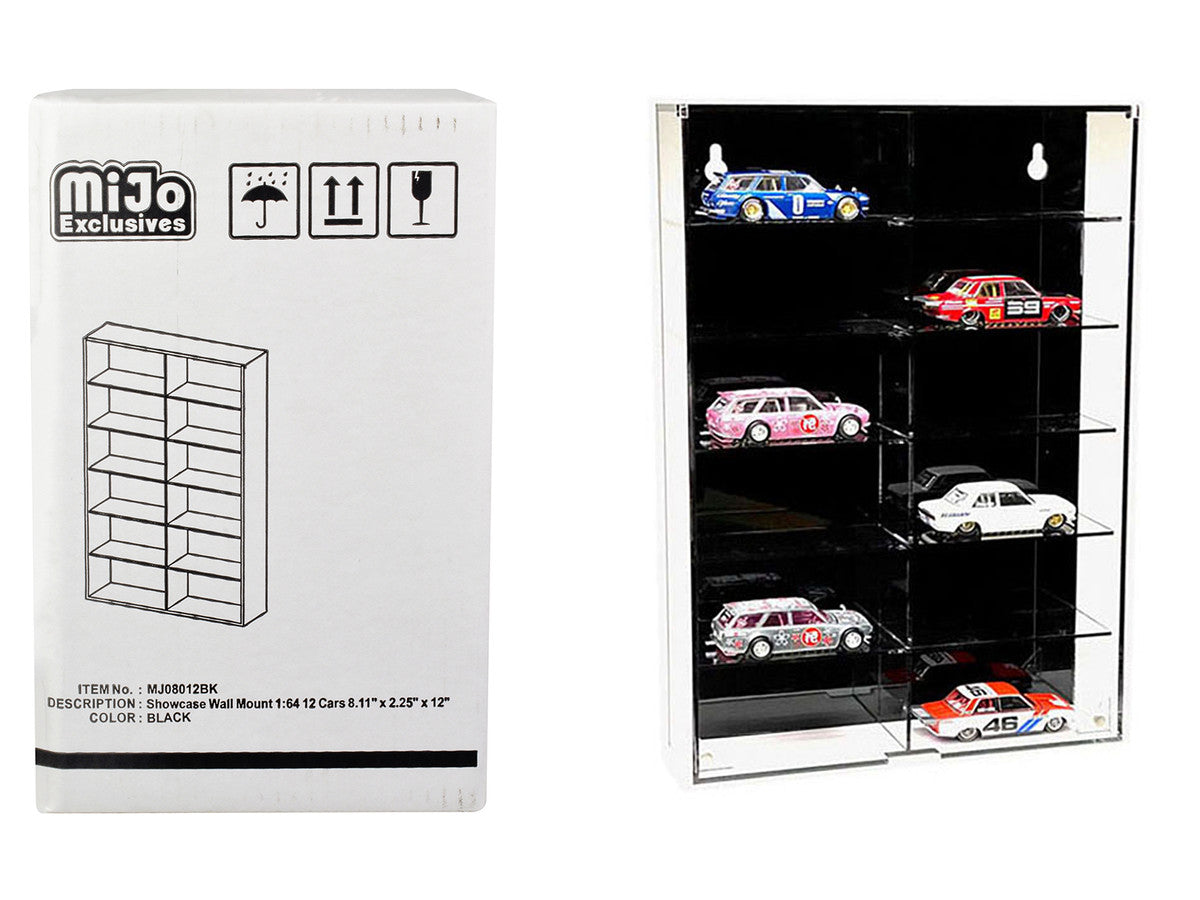 Showcase 12 Car Display Case Wall Mount with Black Back Panel "Mijo Ex ...