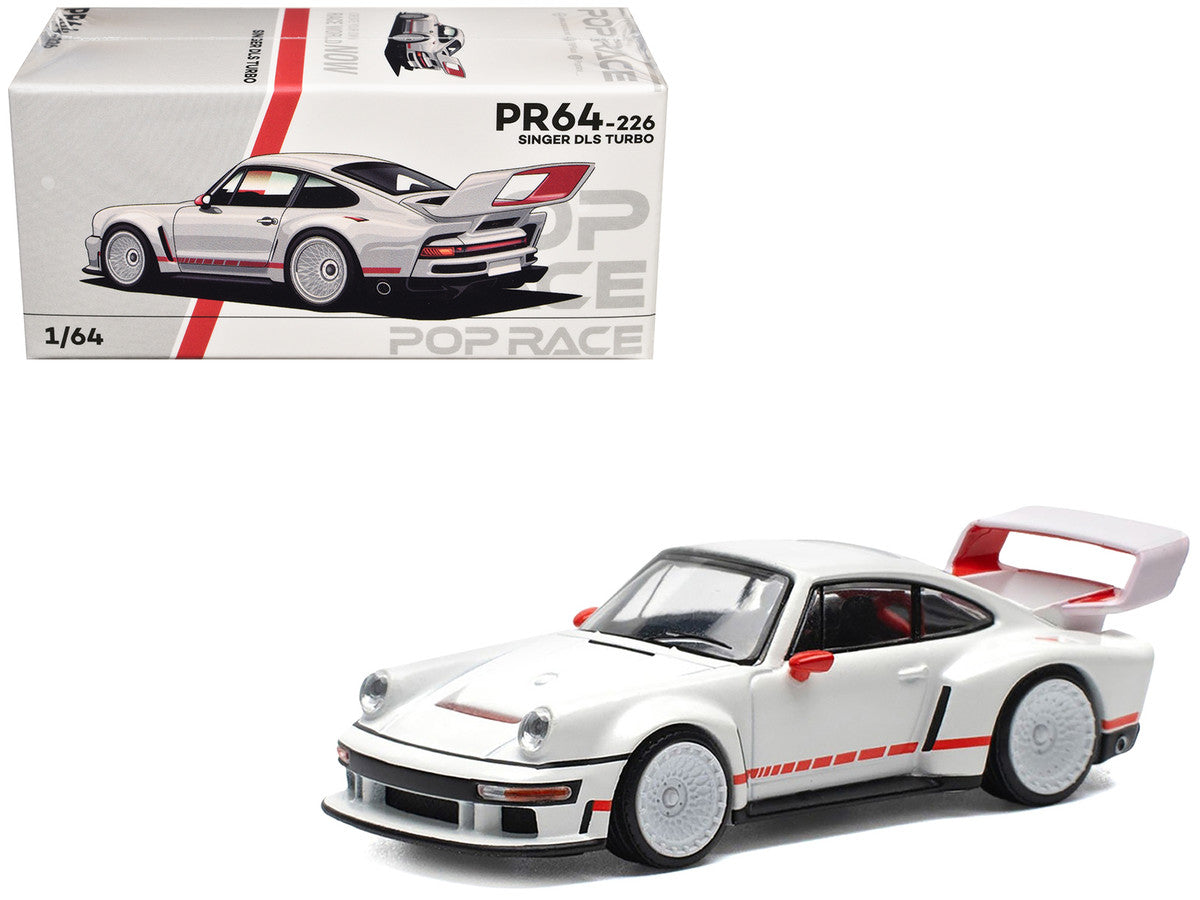 Singer DLS Turbo White with Red Stripes 1/64 Diecast Model Car by Pop ...